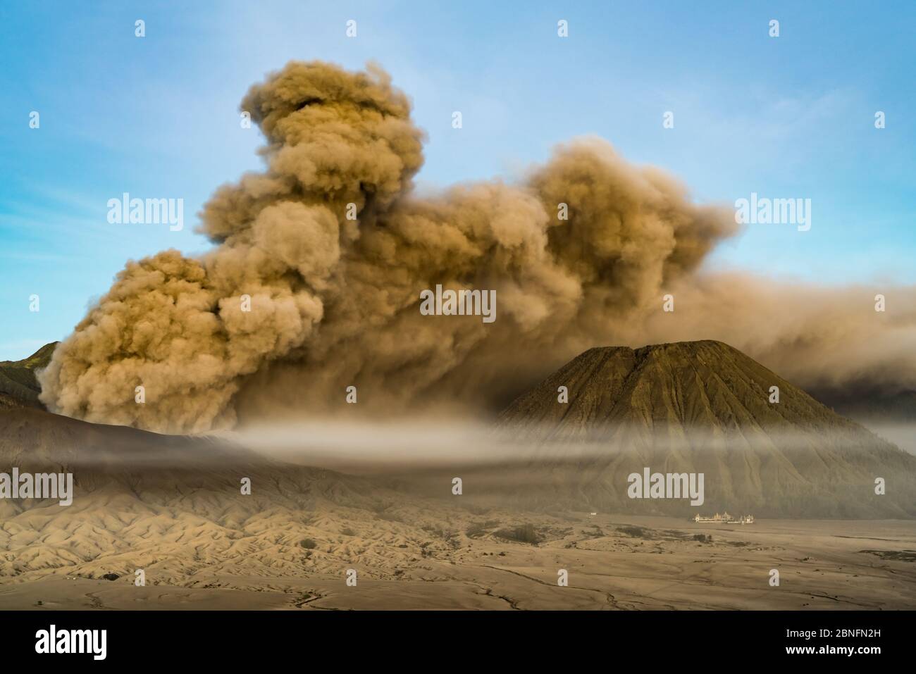 --File--The volcanic rain from Mount Bromo, an active volcano and part ...