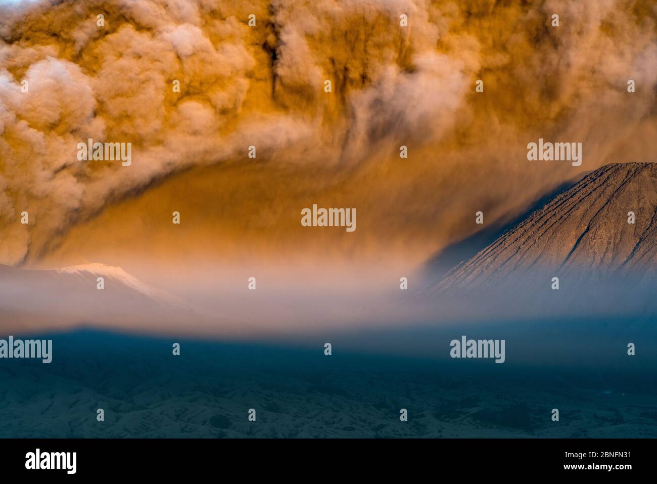 --File--The volcanic rain from Mount Bromo, an active volcano and part ...