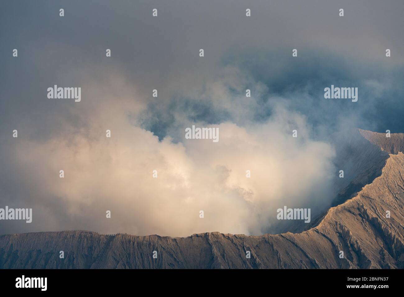 --File--The volcanic rain from Mount Bromo, an active volcano and part ...