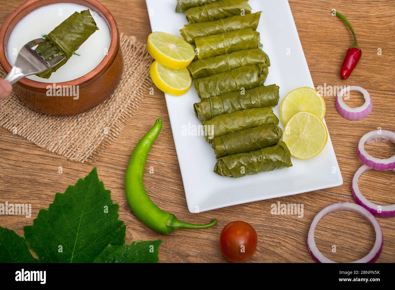 Mahshi or Mahshy - Egyptian traditional cuisine - Grape leaves stuffed ...