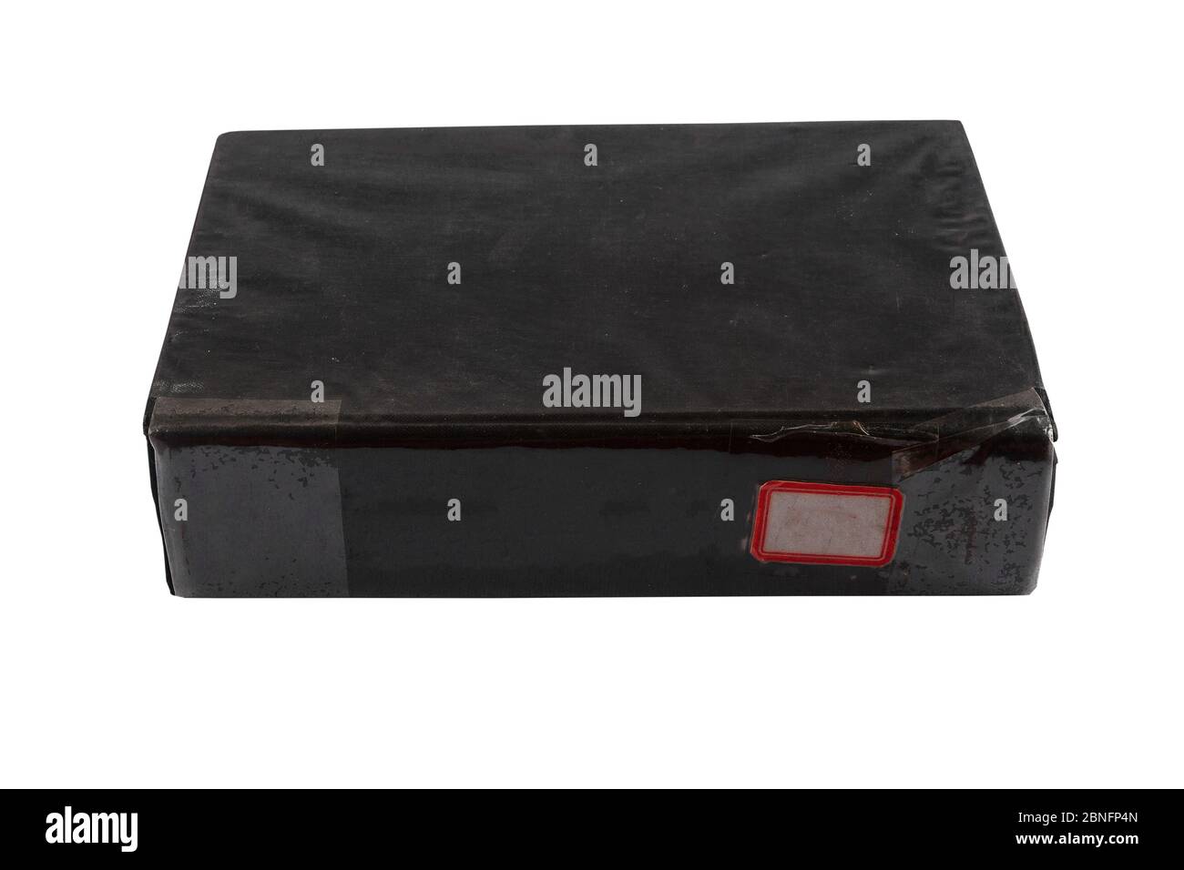 Old black book isolated on a white background Stock Photo - Alamy