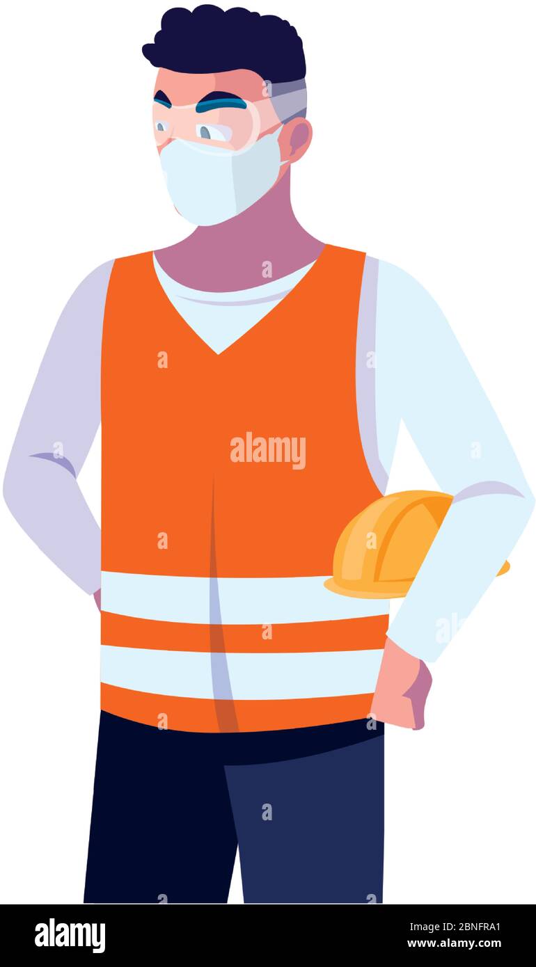 Industry operator wearing face mask at work vector illustration design ...