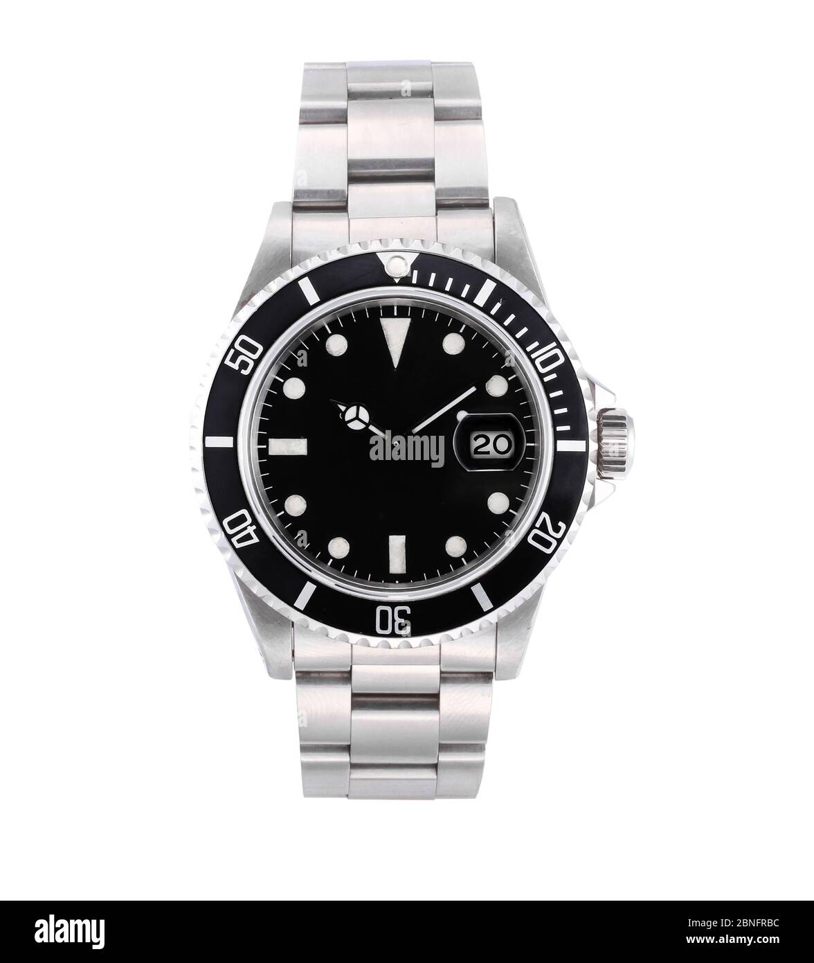 Modern watch with a silver chain isolated on a white background Stock ...