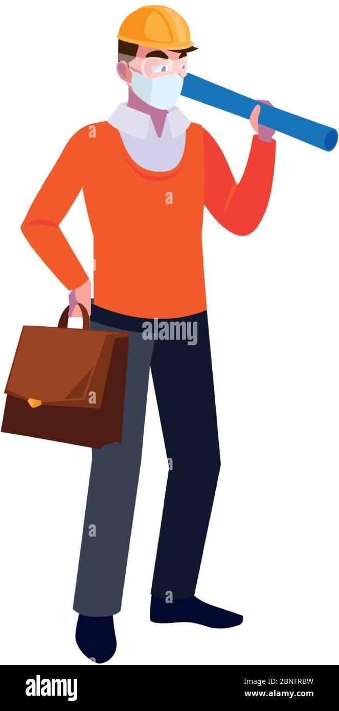 Industry operator wearing face mask at work vector illustration design ...