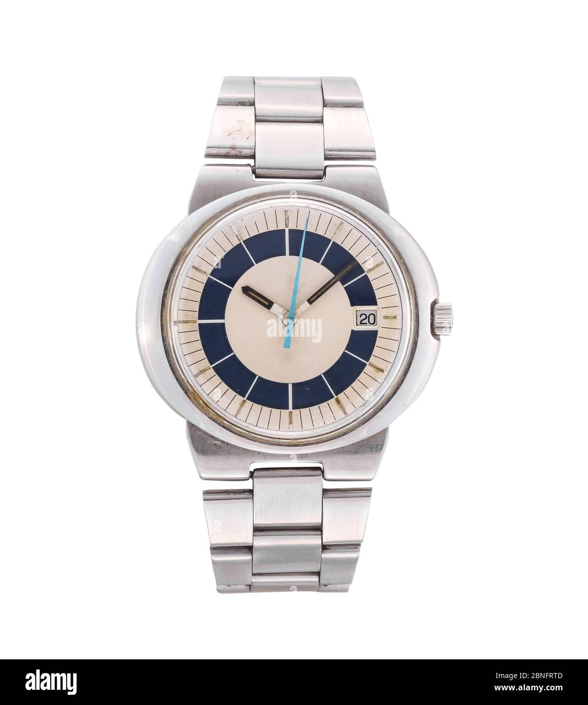 Elegant watch with a silver chain under the lights isolated on a white ...