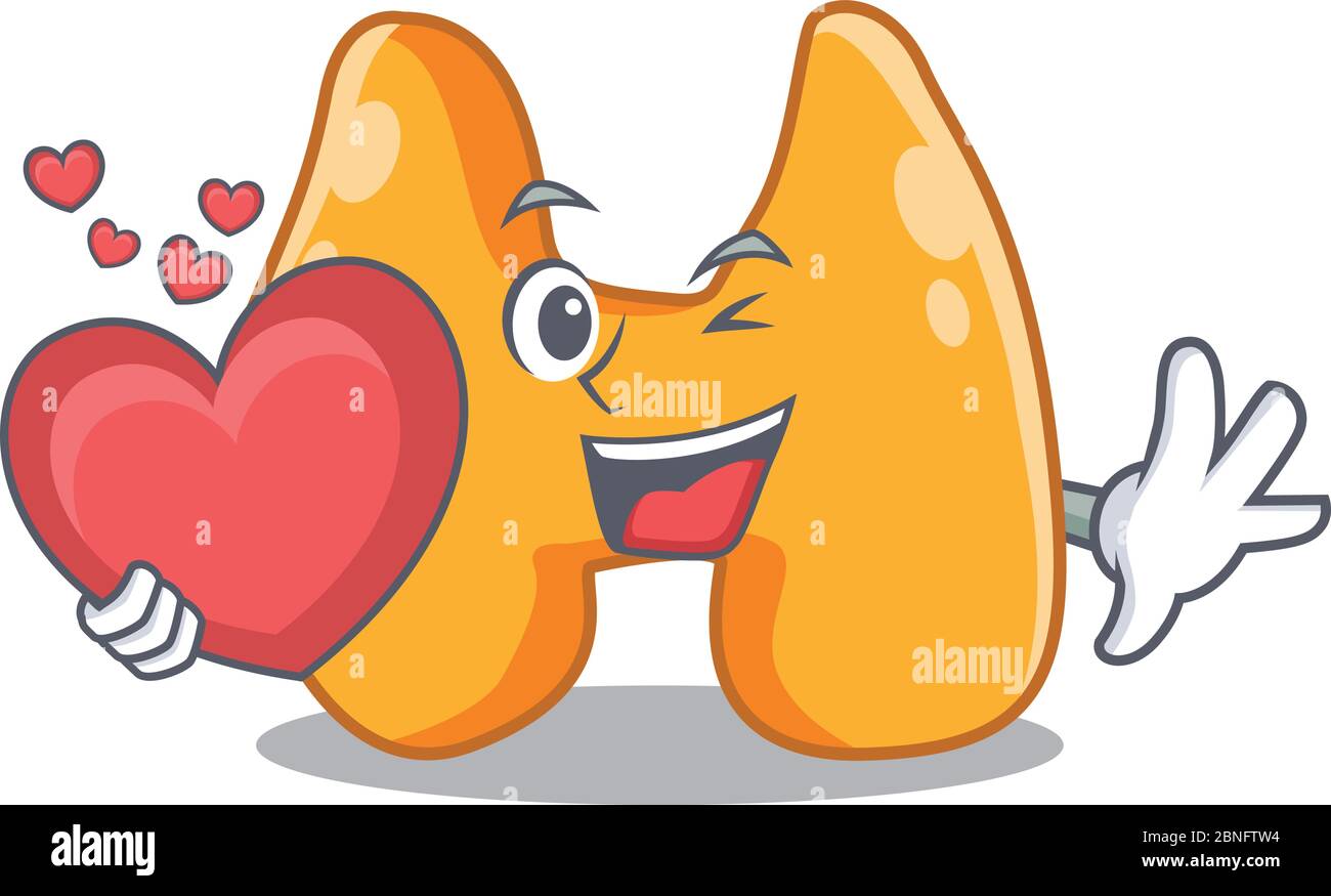 A sweet thyroid cartoon character style holding a big heart Stock ...