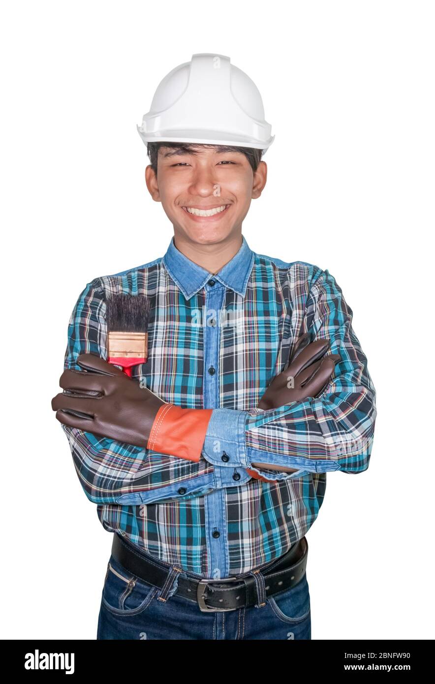 Builder man paint on face hi-res stock photography and images - Alamy