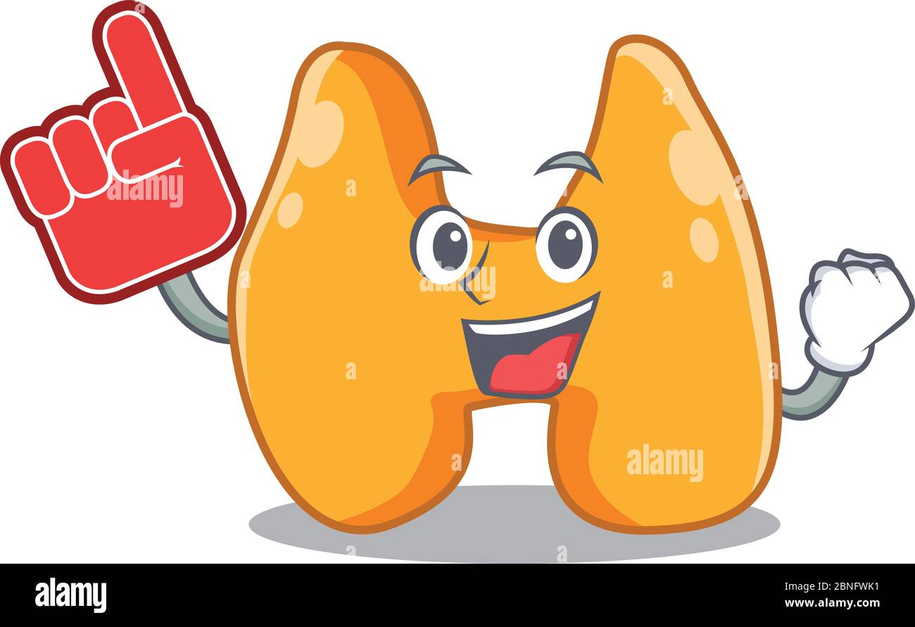 Thyroid in cartoon drawing character design with Foam finger Stock ...