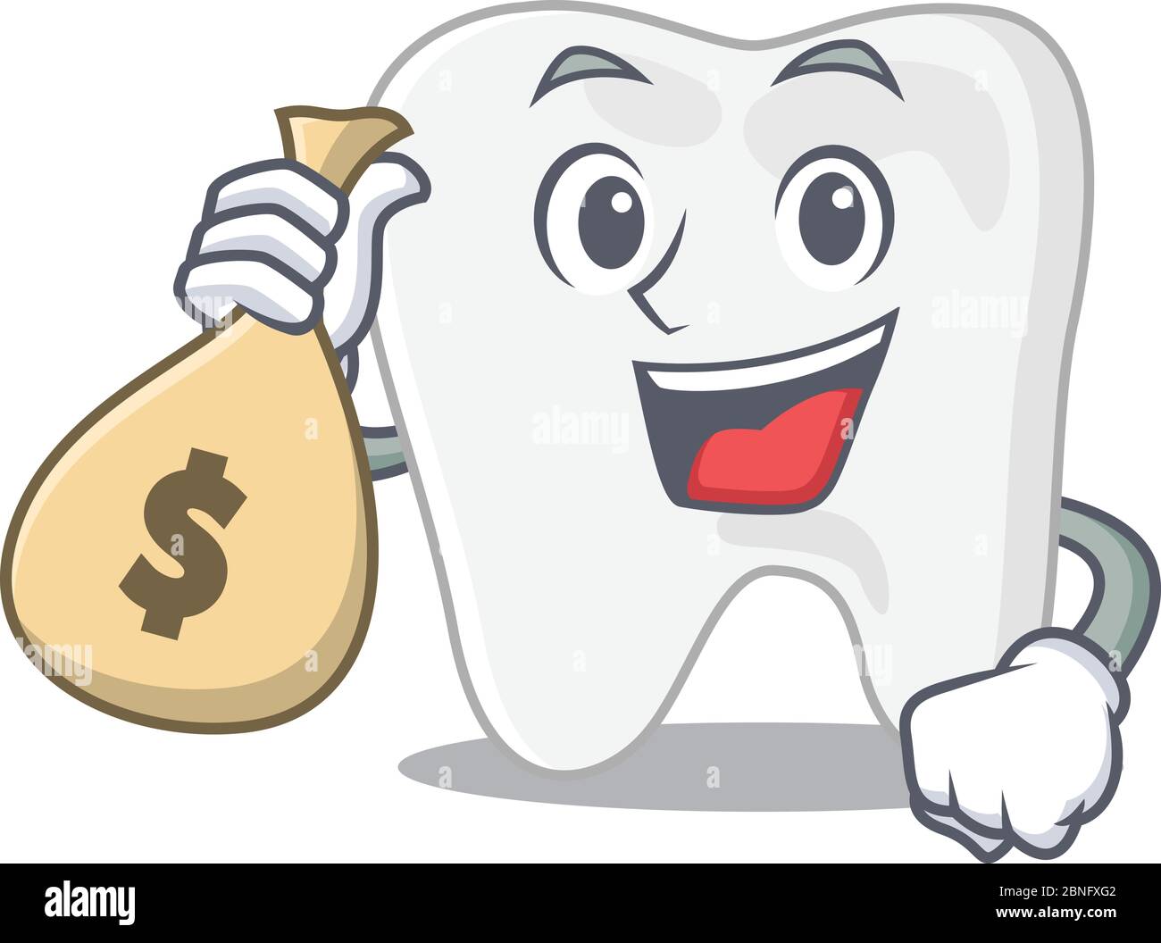 Crazy rich tooth mascot design having money bags Stock Vector Image ...