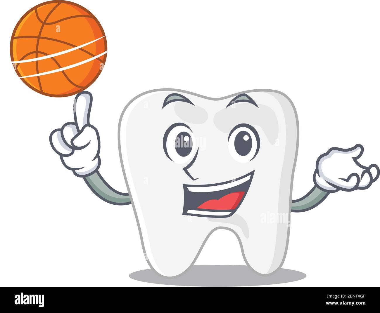 Sporty cartoon mascot design of tooth with basketball Stock Vector ...
