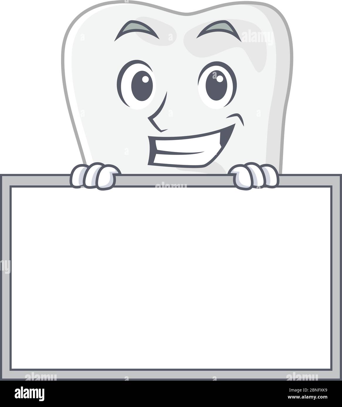 Tooth cartoon design style standing behind a board Stock Vector Image ...