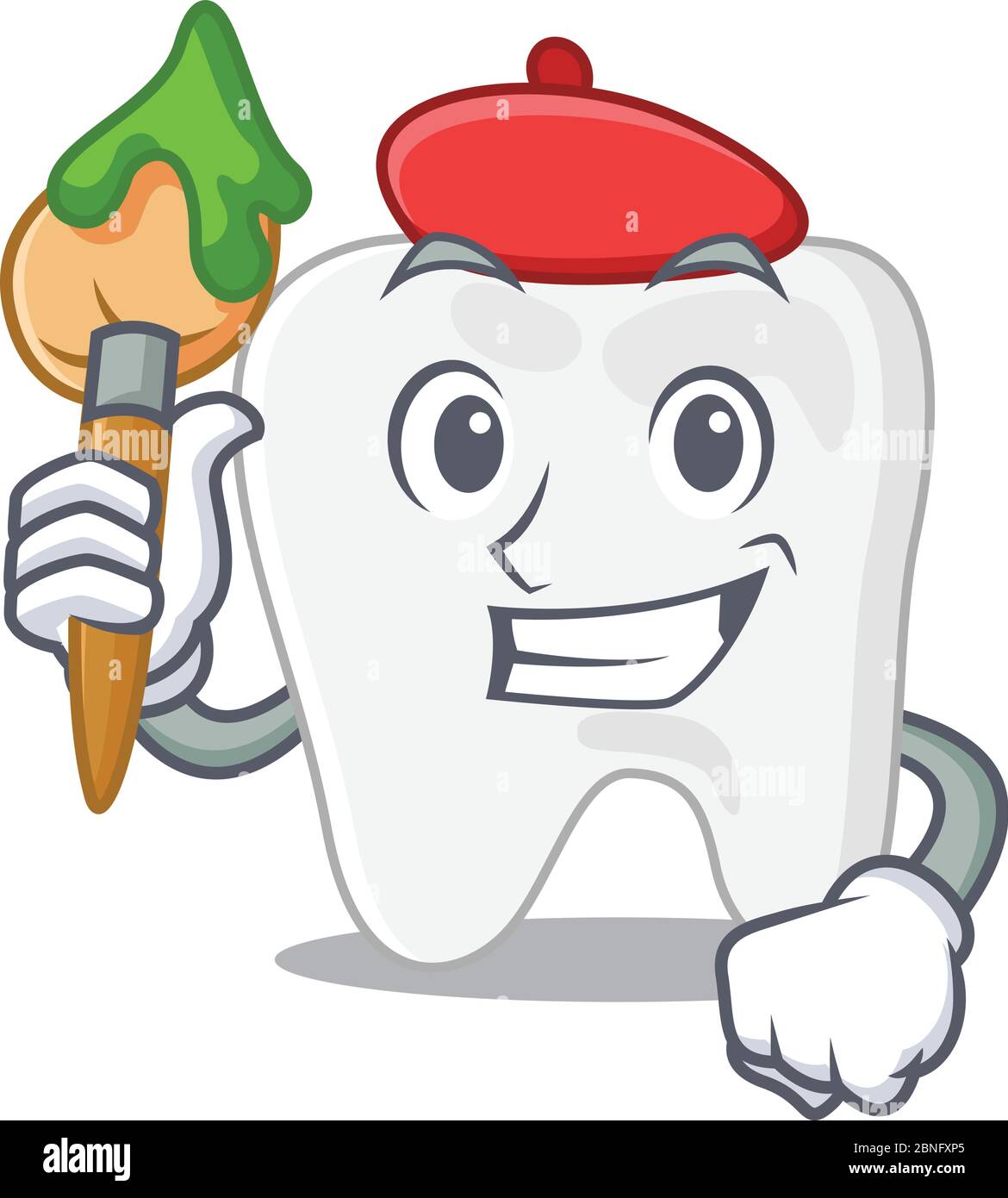 An artistic tooth artist mascot design paint using a brush Stock Vector ...