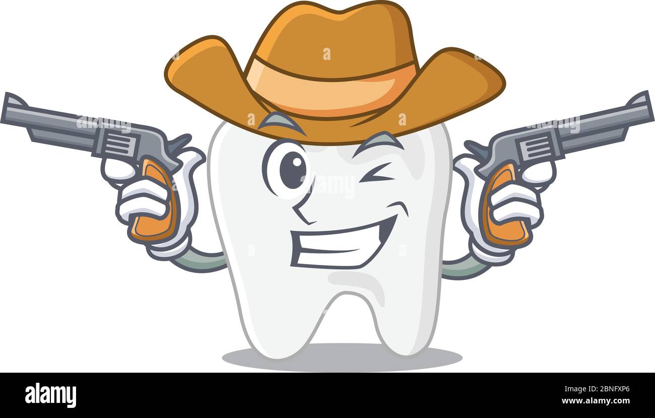 Cartoon character cowboy of tooth with guns Stock Vector Image & Art ...