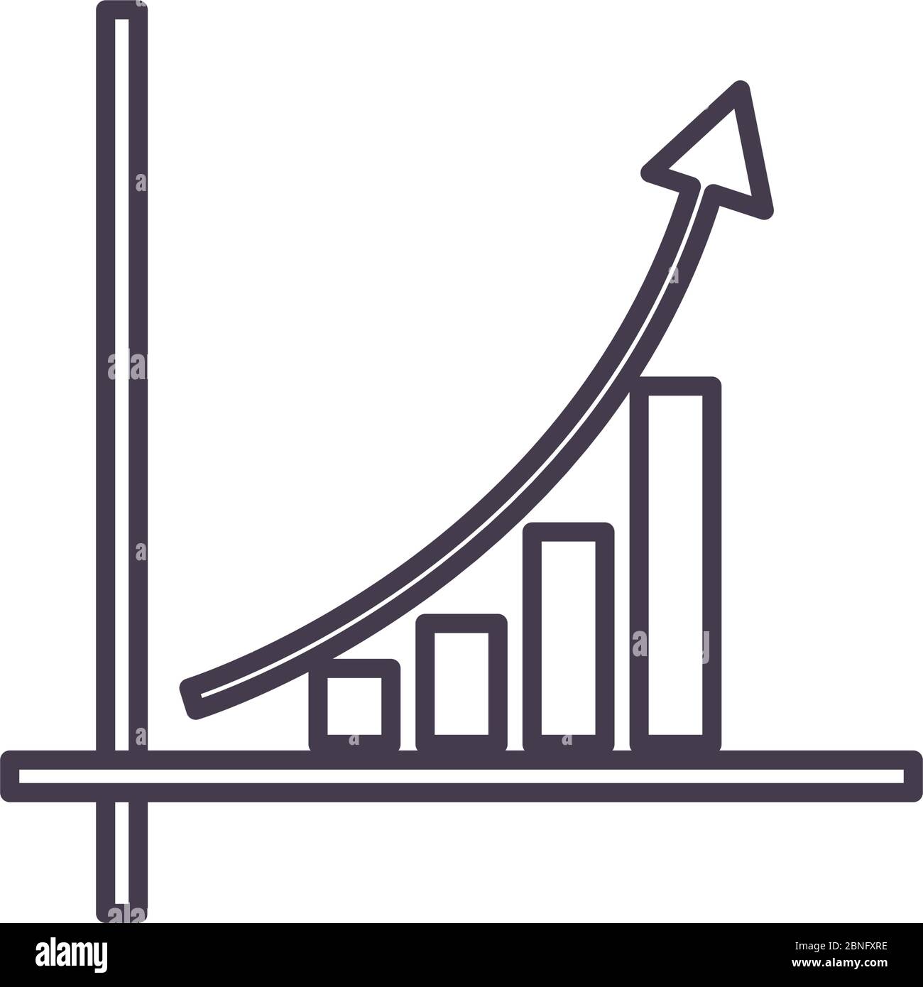 Infographic bars with increase arrow line style icon design, Data ...