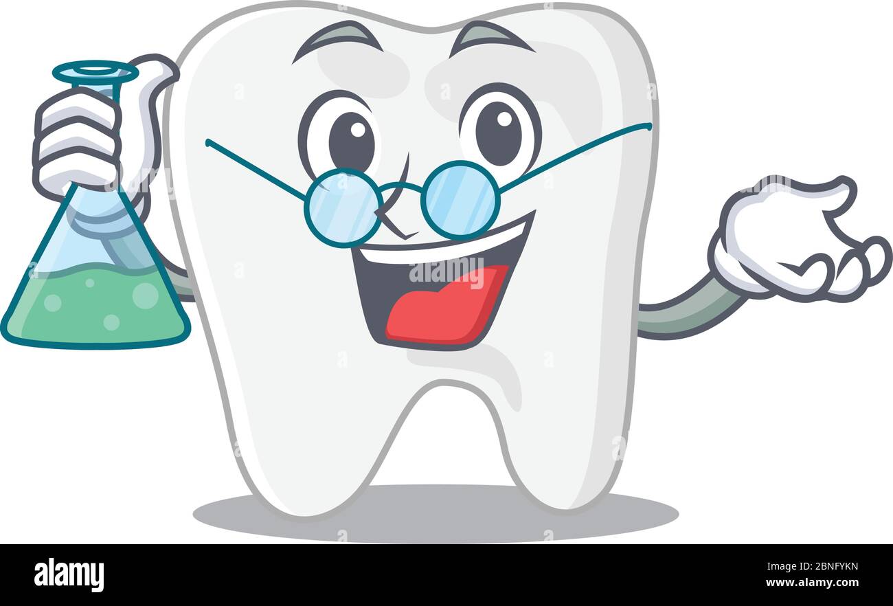 caricature character of tooth smart Professor working on a lab Stock ...