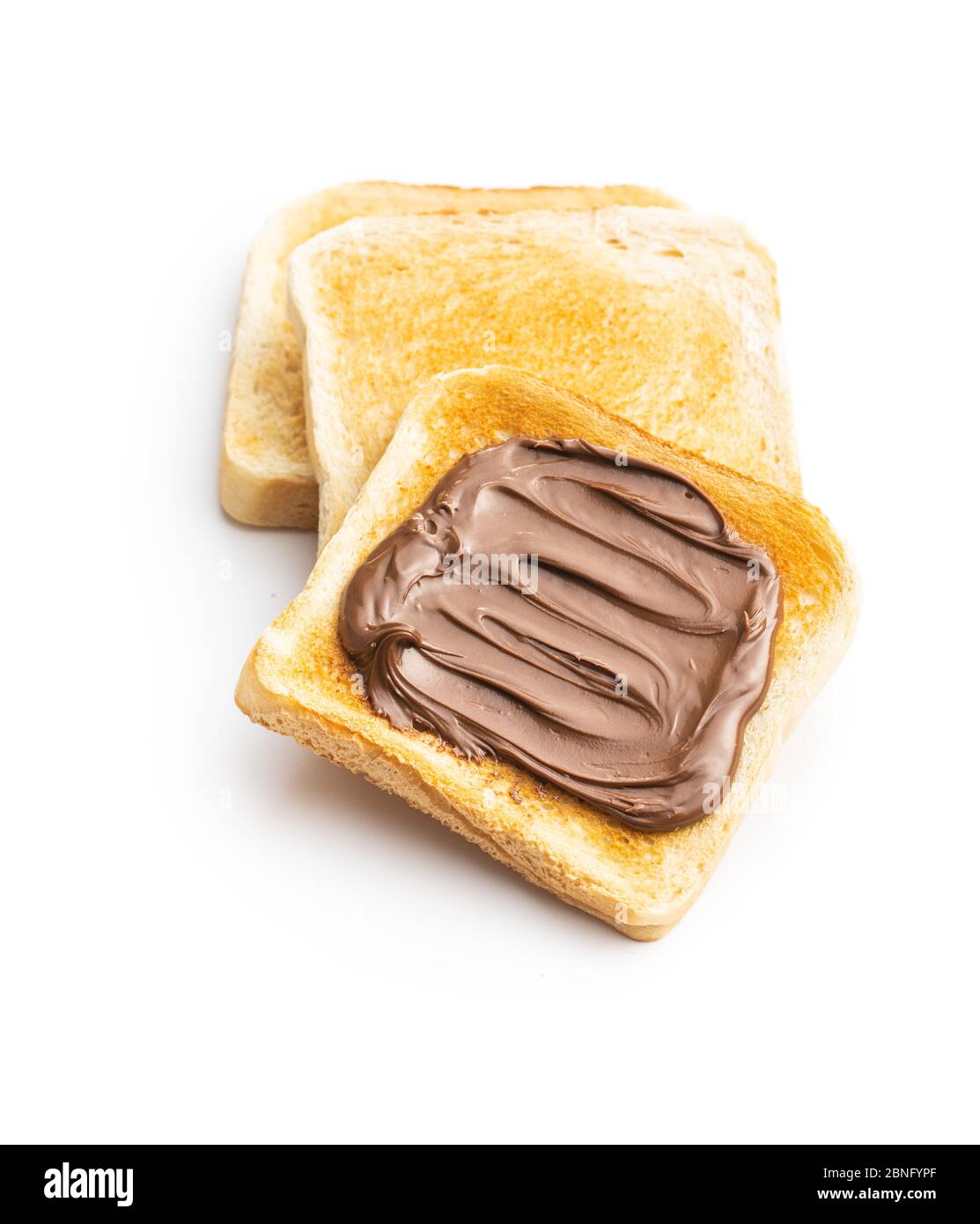 Toast bread with hazelnut spread. Sweet chocolate cream isolated on ...