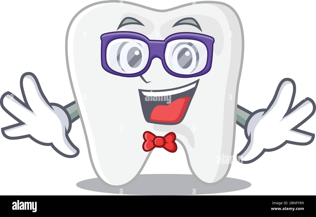 A cartoon drawing of geek tooth wearing weird glasses Stock Vector ...