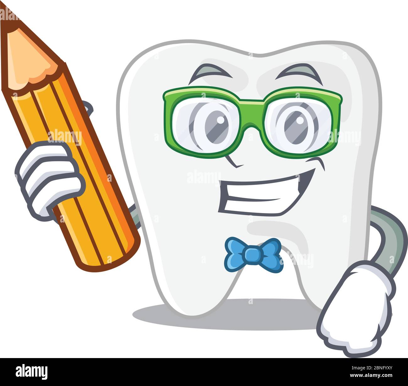 A clever student tooth cartoon character study at home Stock Vector ...