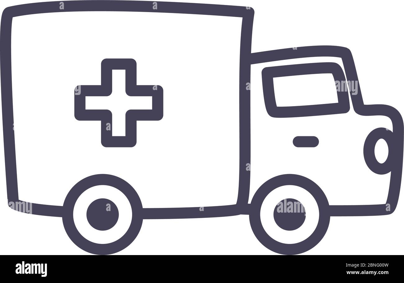 Ambulance line style icon design of Medical care health and emergency ...