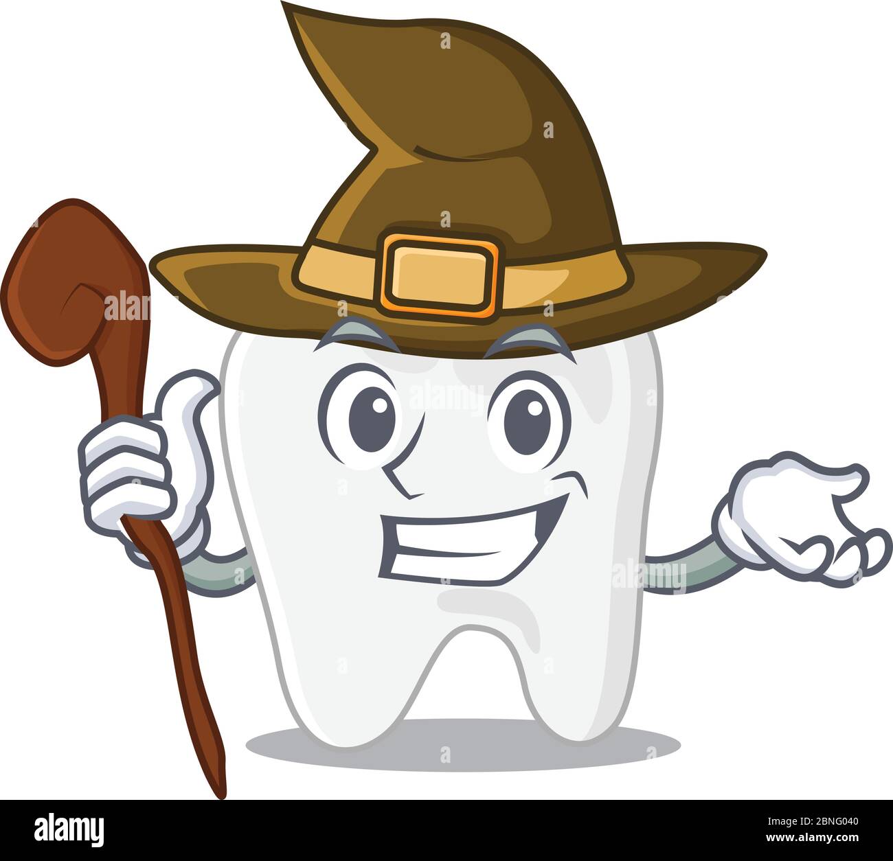 Tooth funny but sneaky witch cartoon character design Stock Vector ...