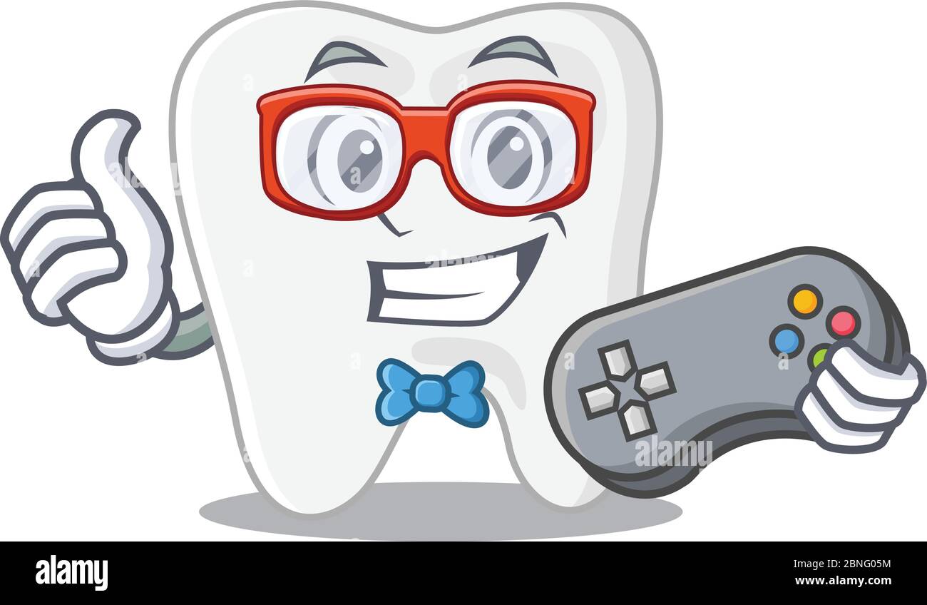 Mascot design style of tooth gamer playing with controller Stock Vector ...