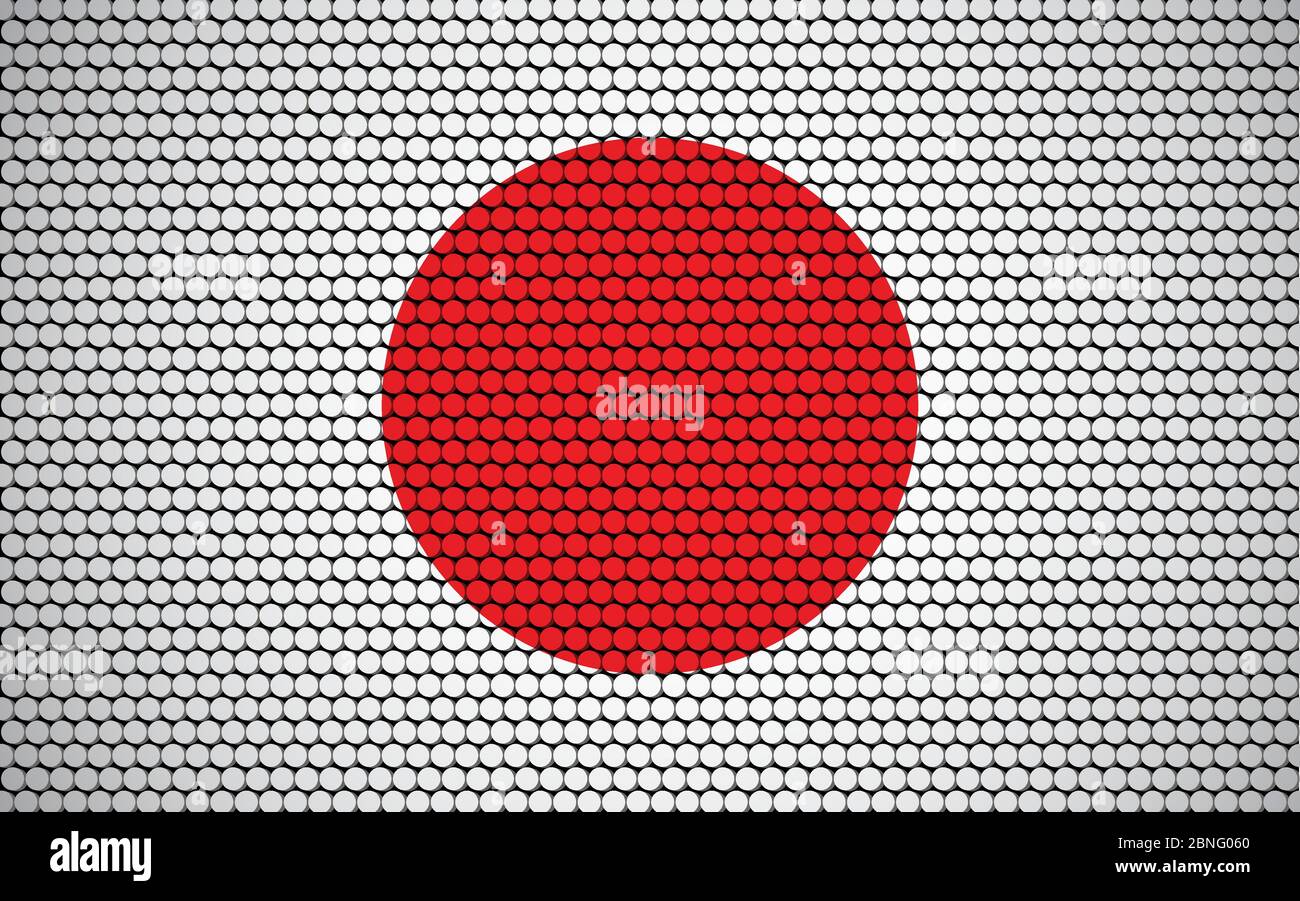 Abstract flag of Japan made of circles. Japanese flag designed with ...