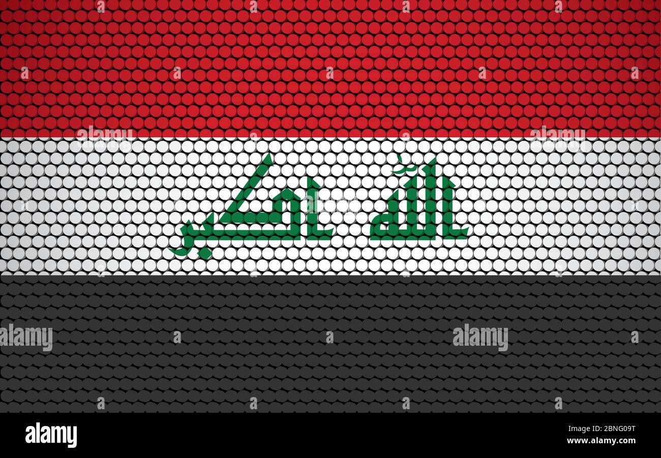 Abstract flag of Iraq made of circles. Iraqi flag designed with colored ...