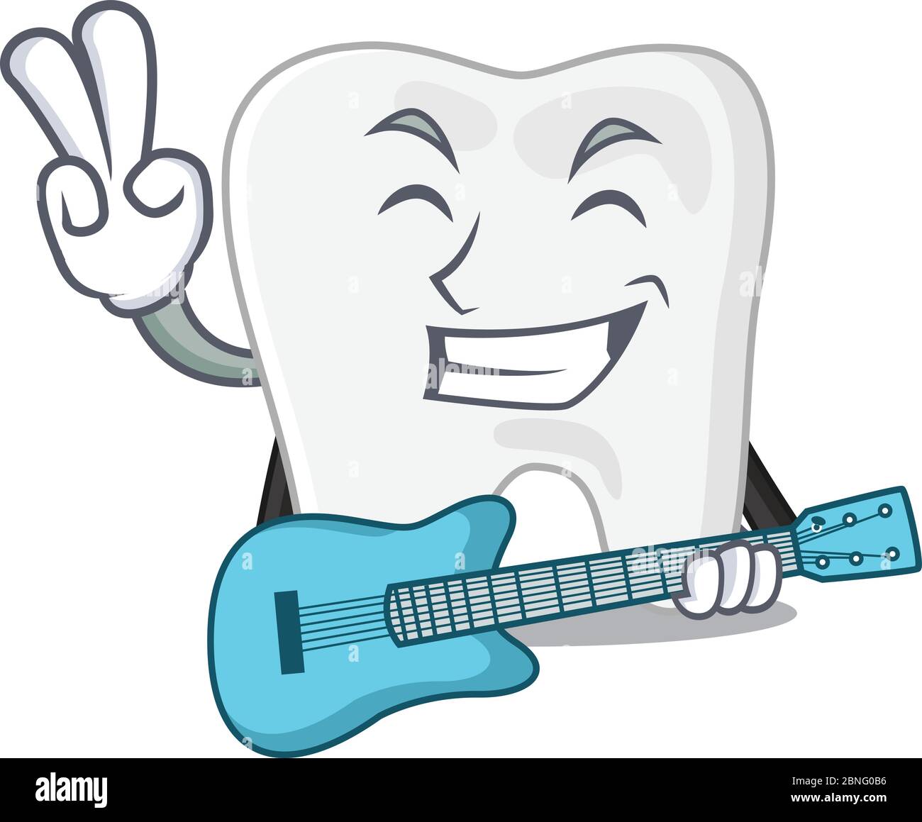brilliant musician of tooth cartoon design playing music with a guitar ...