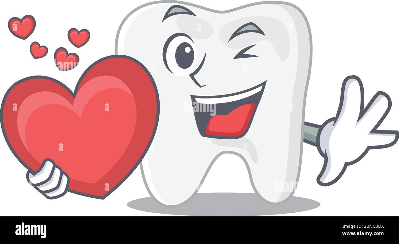 A sweet tooth cartoon character style holding a big heart Stock Vector ...