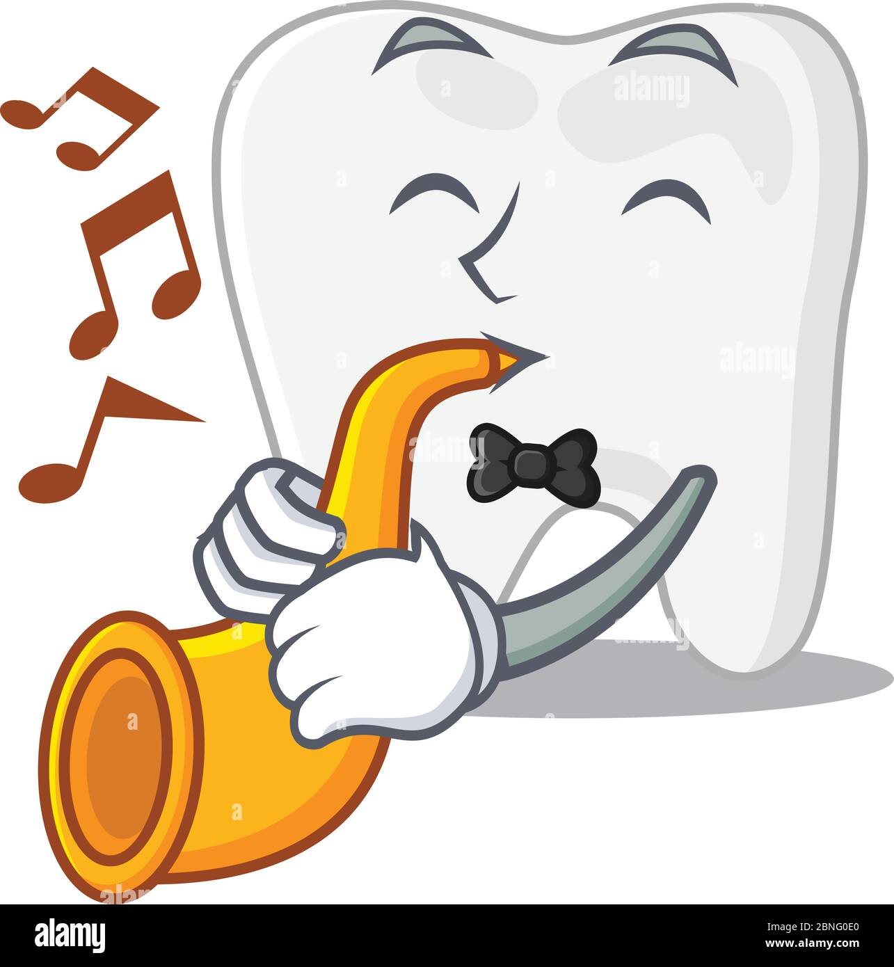 Tooth musician of cartoon design playing a trumpet Stock Vector Image ...