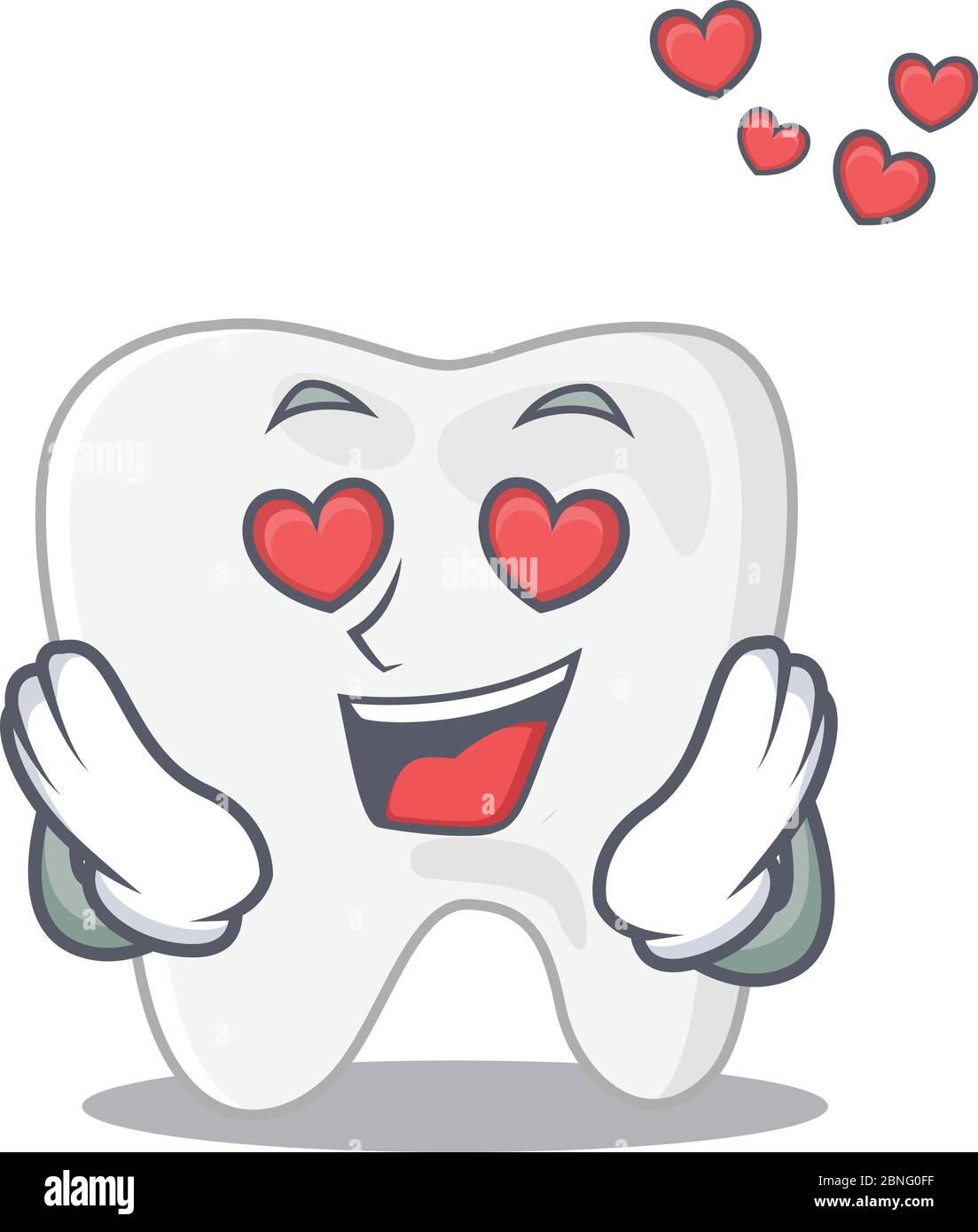 Romantic tooth cartoon character has a falling in love eyes Stock ...