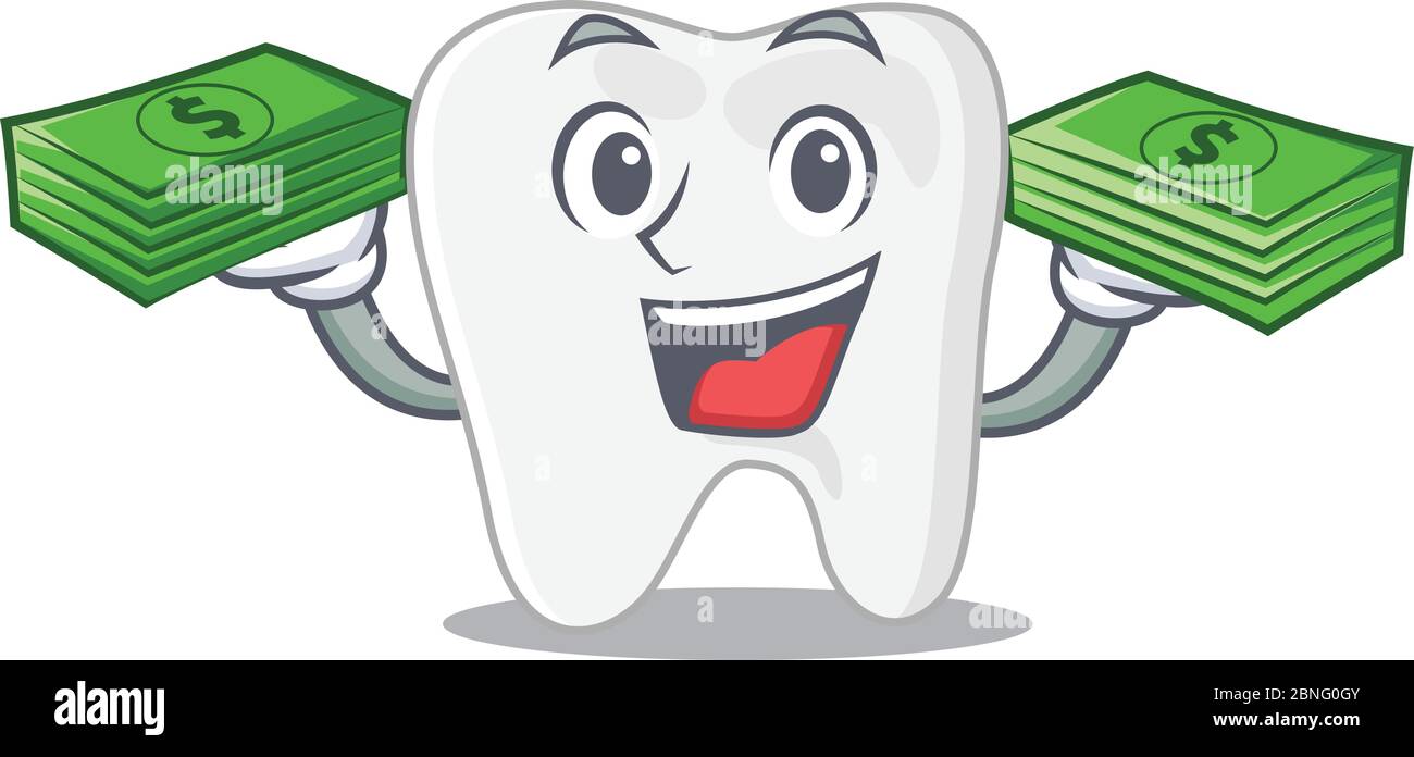 A wealthy tooth cartoon character with much money Stock Vector Image ...