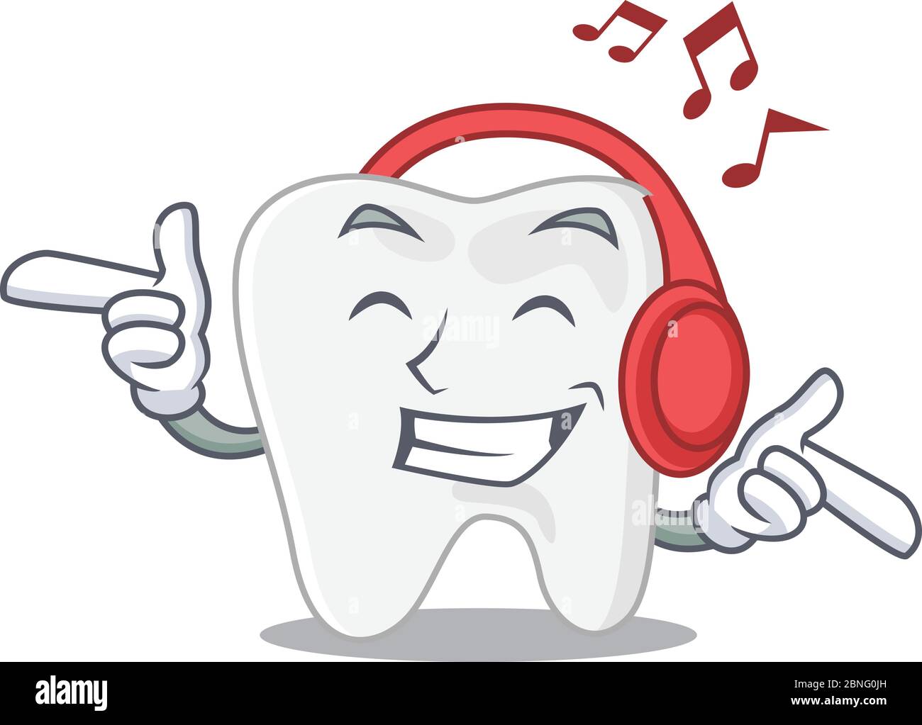 Tooth Cartoon design concept listening music on headphone Stock Vector ...