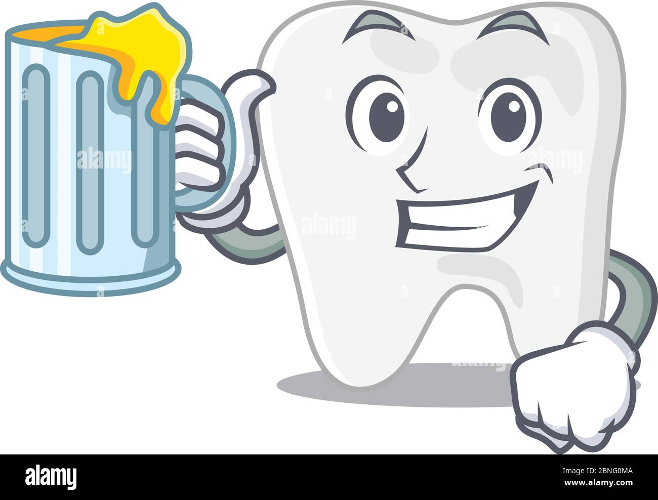 A cartoon concept of tooth with a glass of beer Stock Vector Image ...