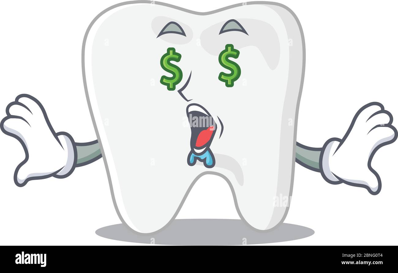 wealthy cartoon character concept of tooth with money eyes Stock Vector ...