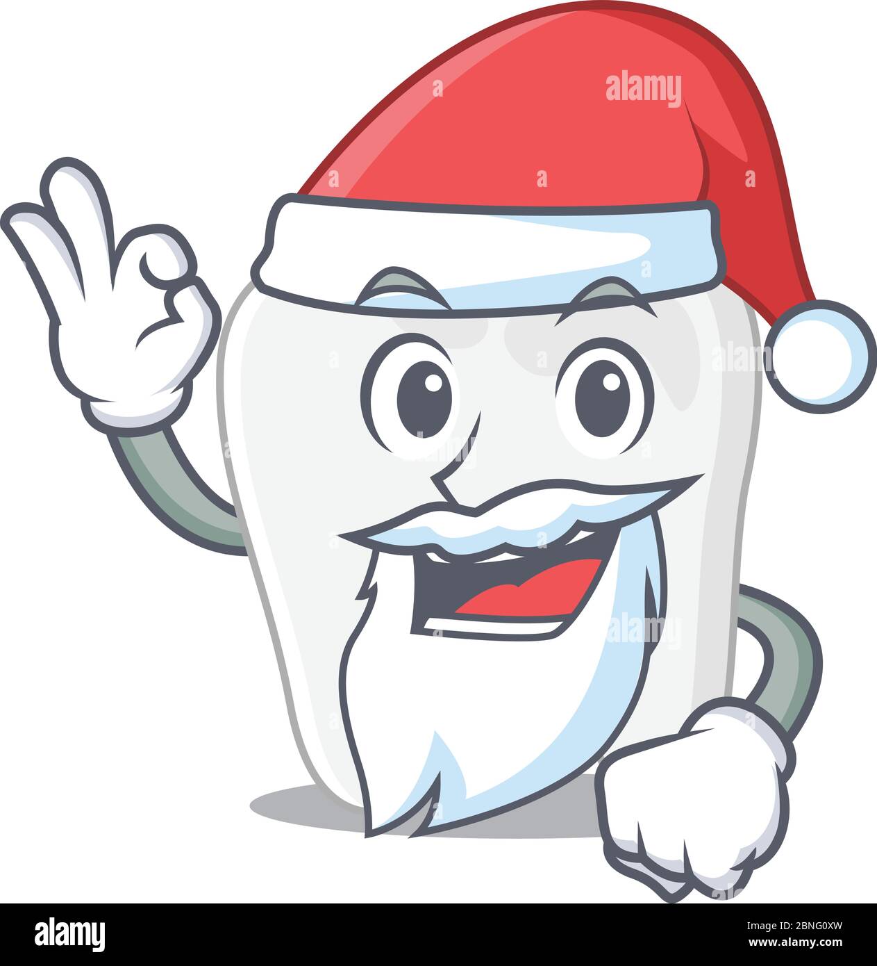 cartoon character of tooth Santa having cute ok finger Stock Vector ...