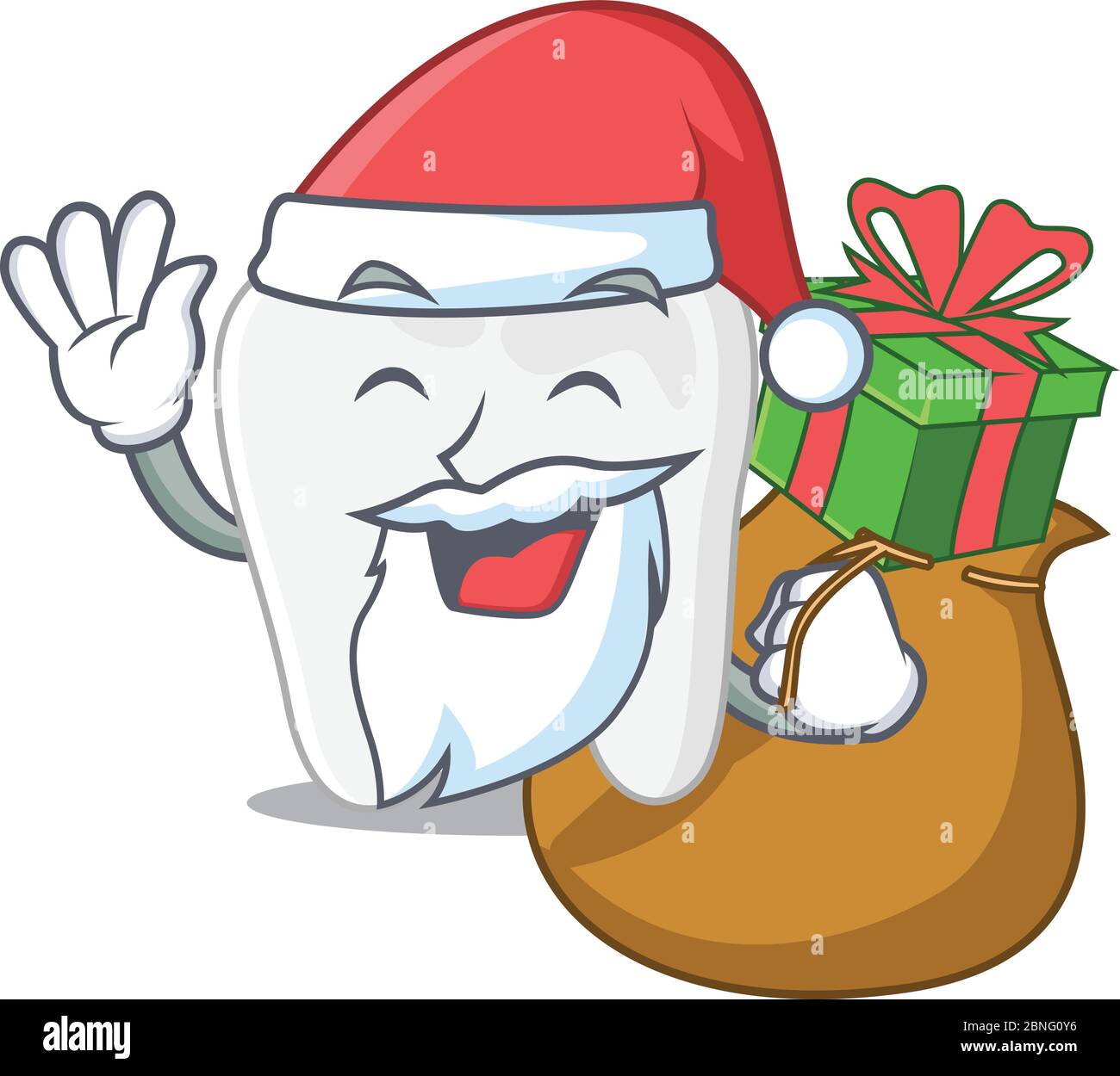 Cartoon design of tooth Santa having Christmas gift Stock Vector Image ...