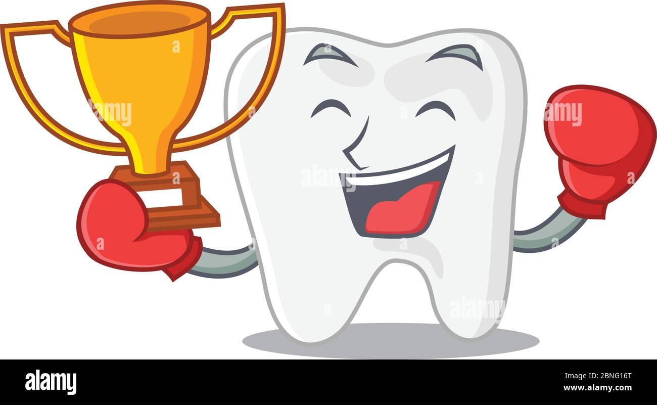 An elegant boxing winner of tooth caricature design concept Stock ...