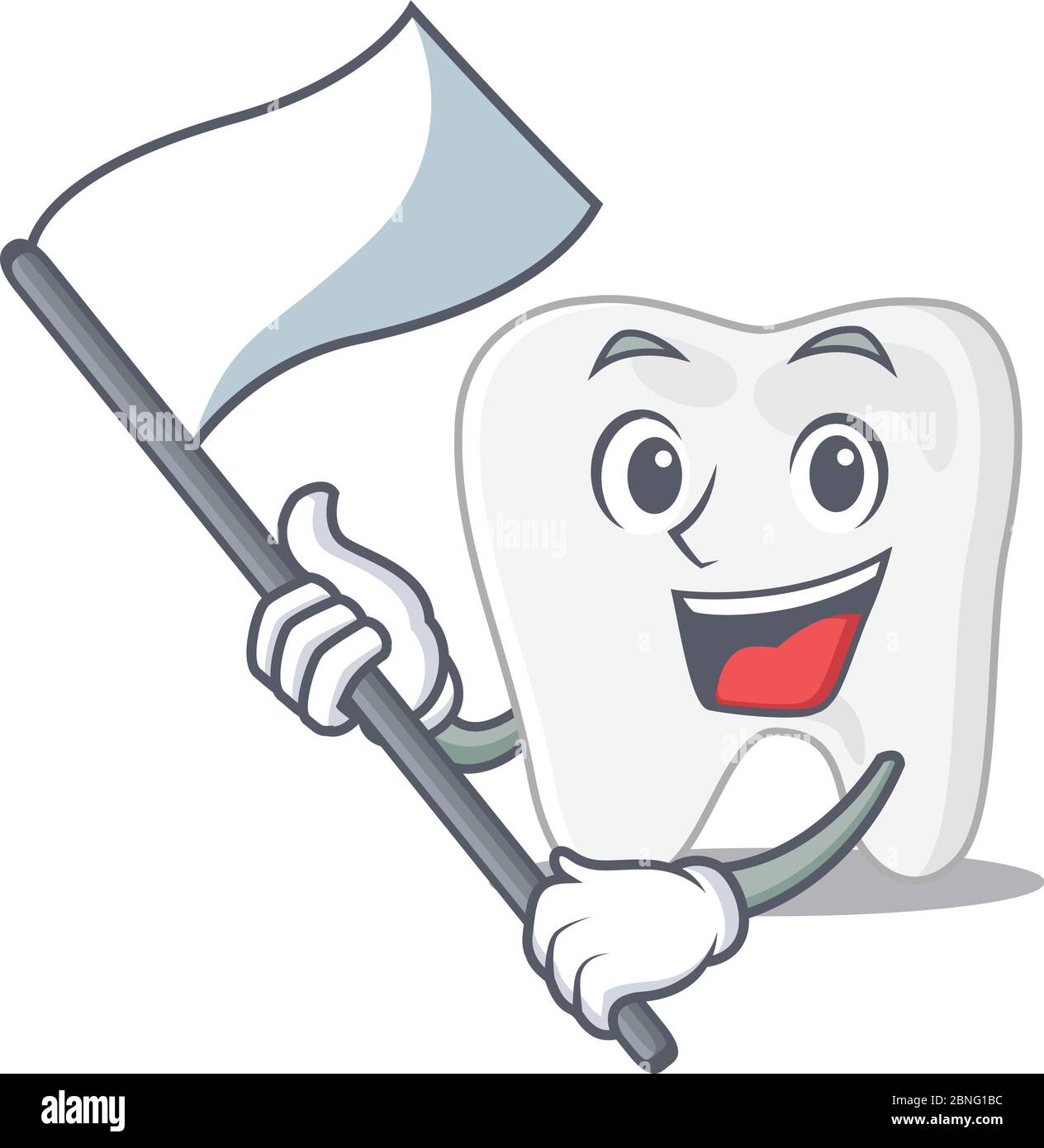 A heroic tooth mascot character design with white flag Stock Vector ...