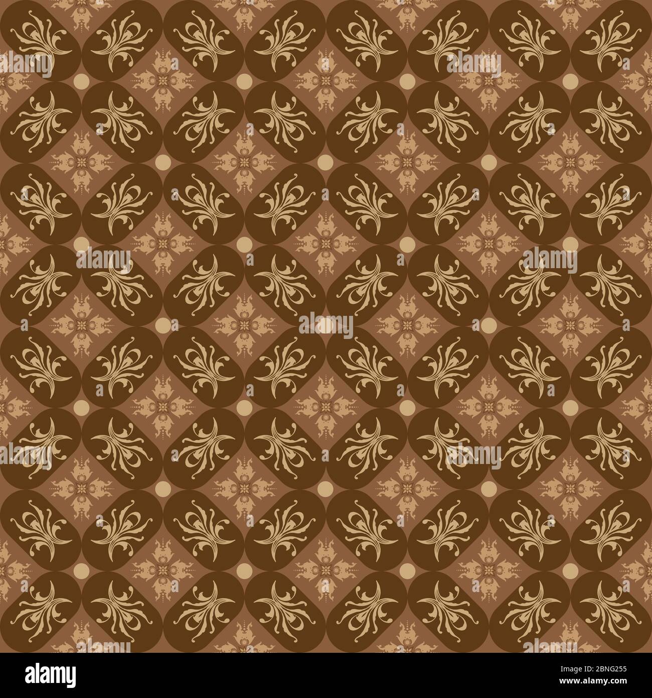 Beautiful pattern on Java batik fabric design with seamless dark brown ...