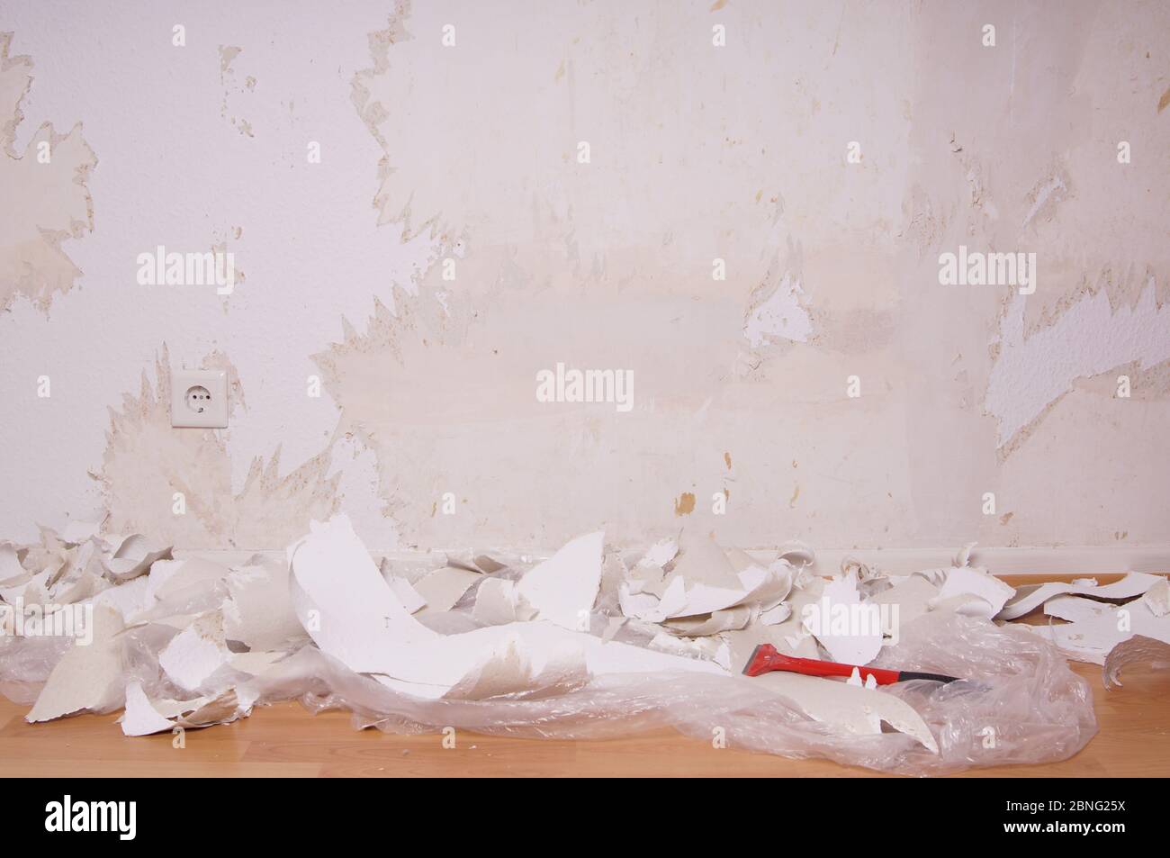 Old cracked white wall during construction - perfect for background ...