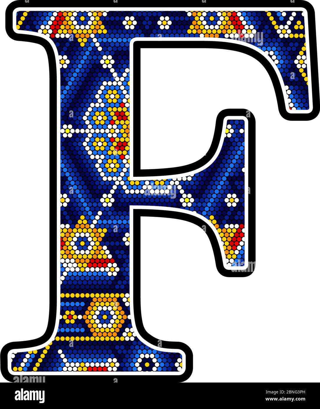 initial capital letter F with colorful dots. Abstract design inspired ...