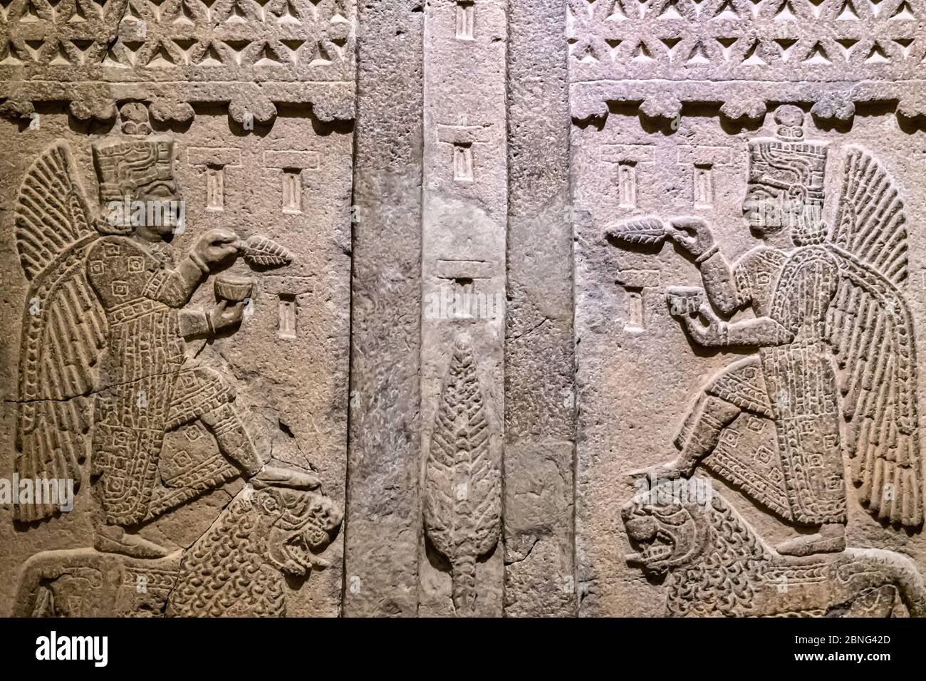 Old carved stone with ancient person figures and signs-Hittite findings ...