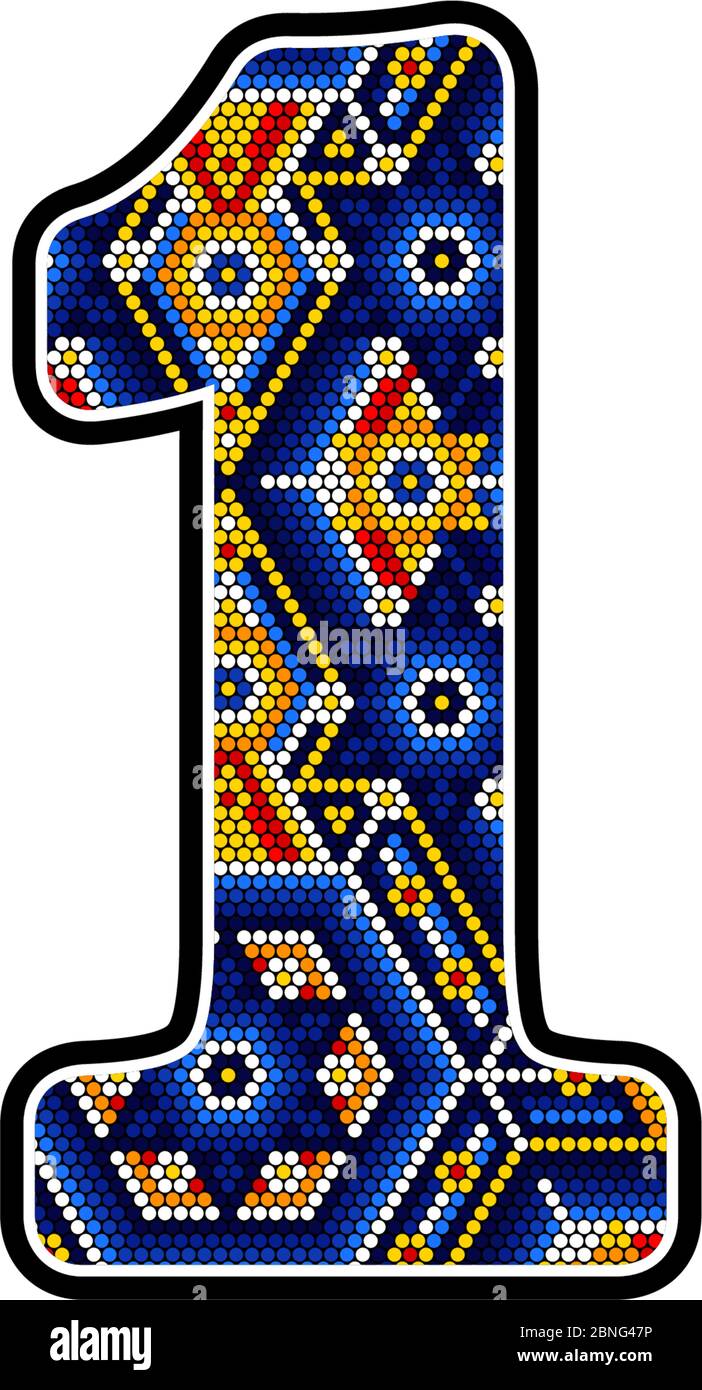 number 1 with colorful dots. Abstract design inspired in mexican ...