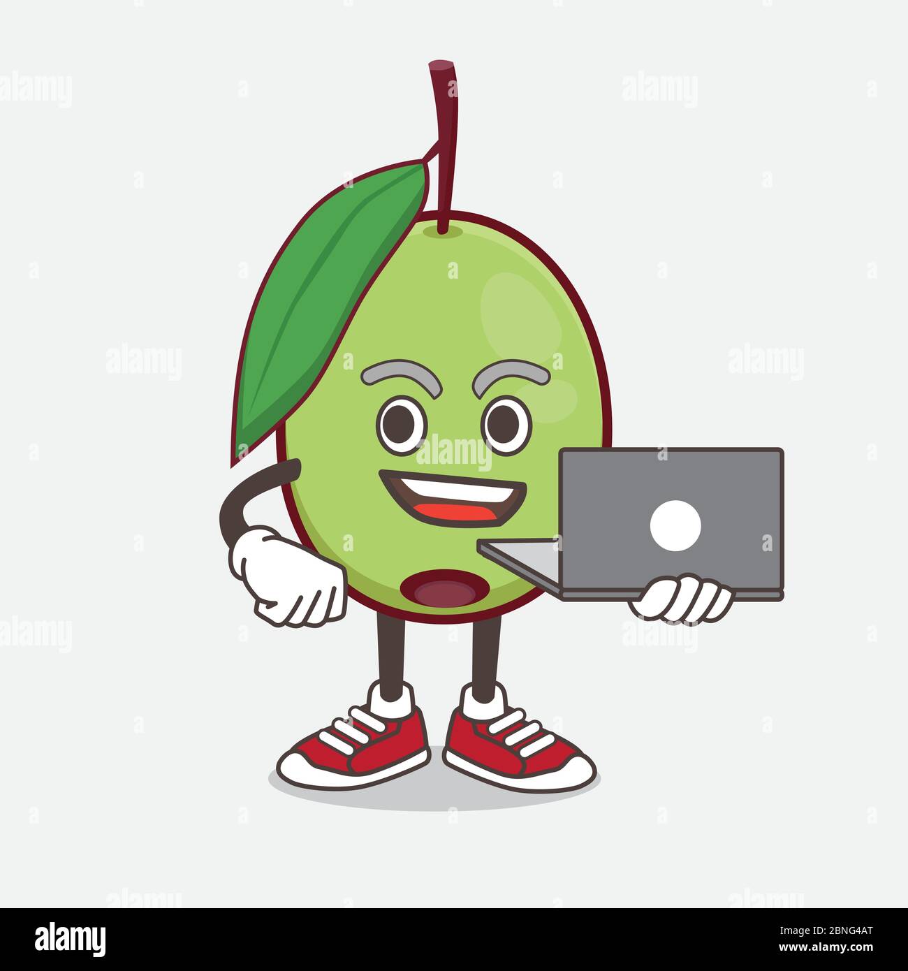 An illustration of Olive Fruit cartoon mascot character working with ...