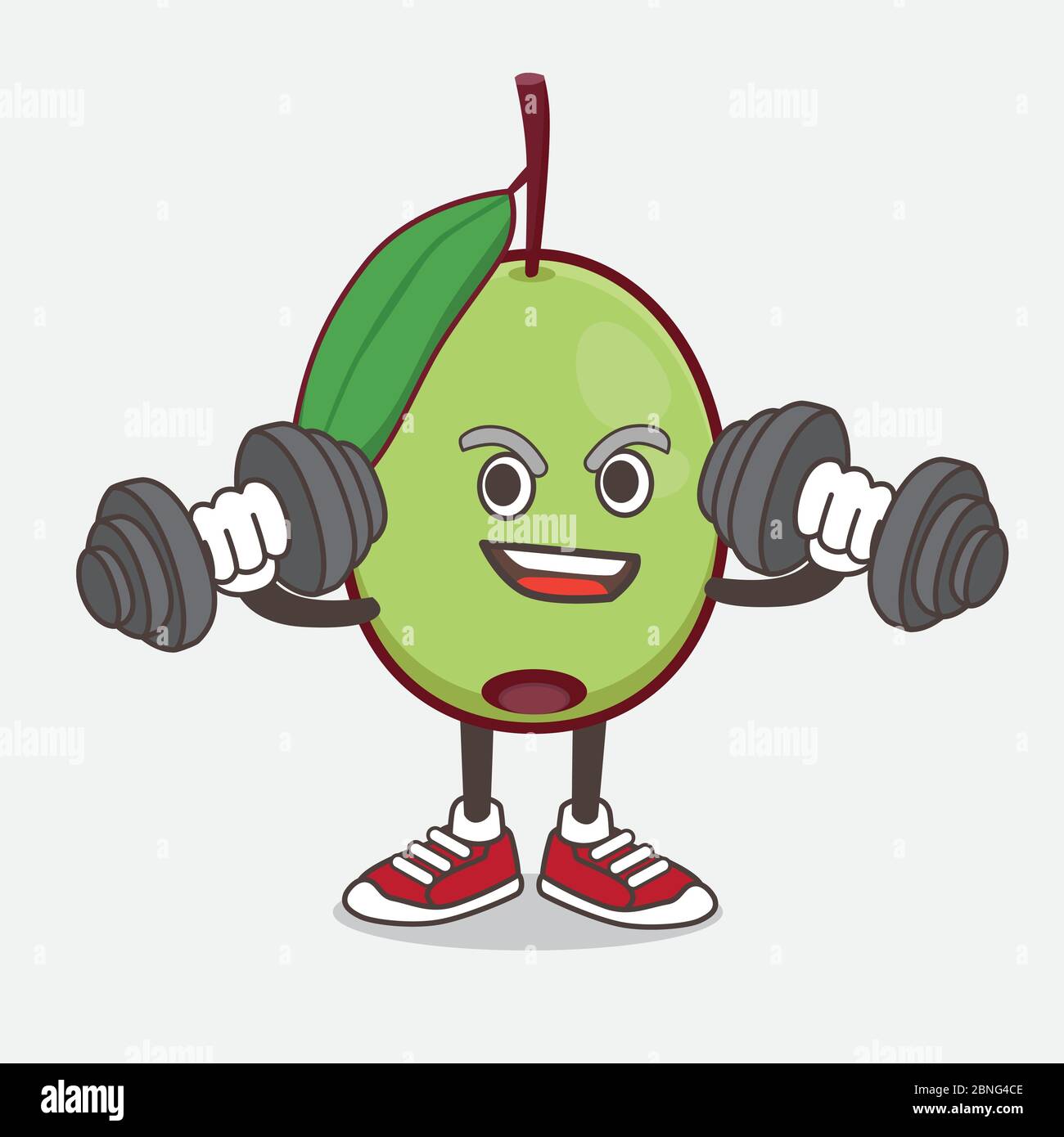 An illustration of Olive Fruit cartoon mascot character on fitness ...