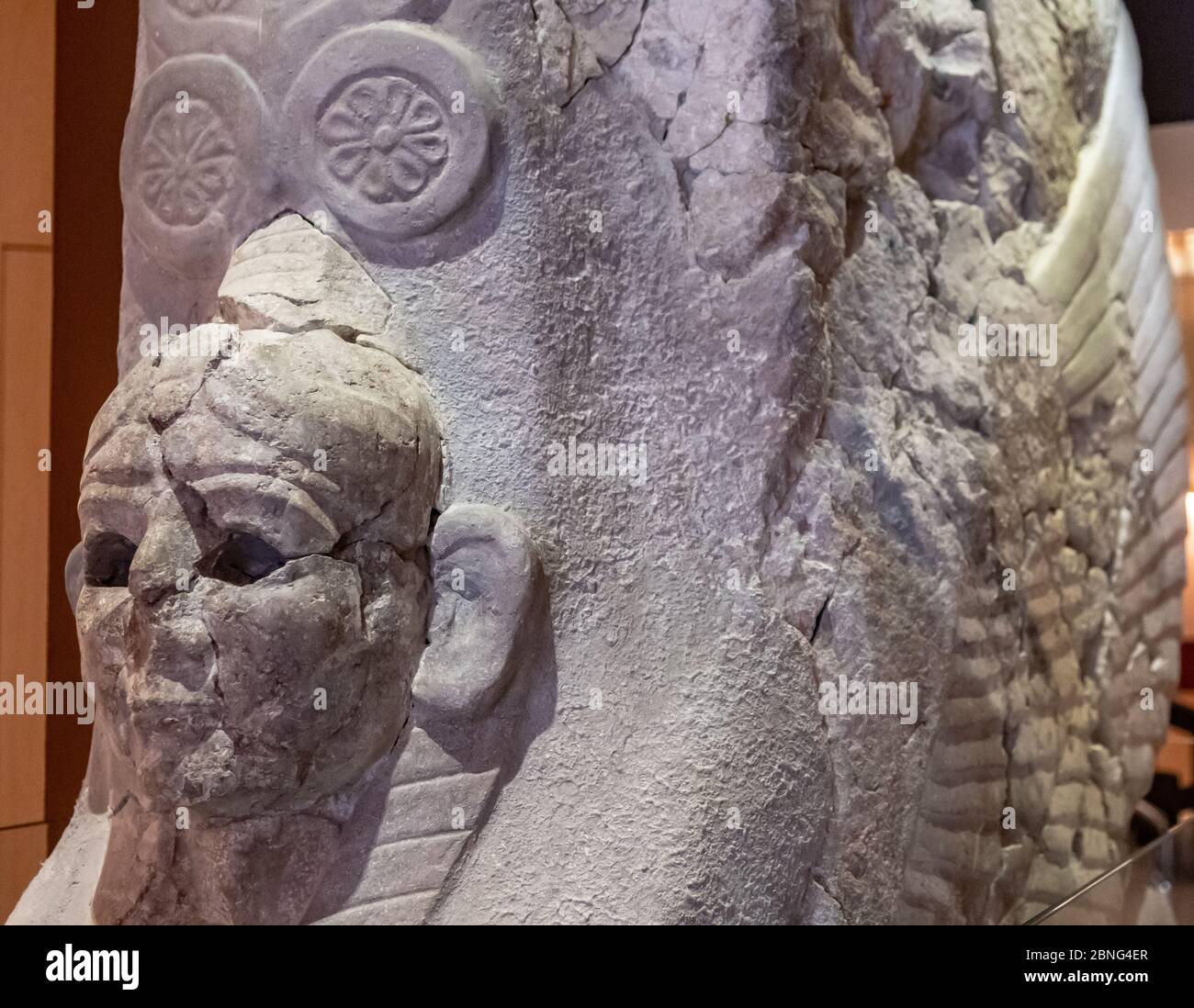 Closeup shot of Hittite Sphinx sculpture of the Sphinx Gate. Hattusa ...