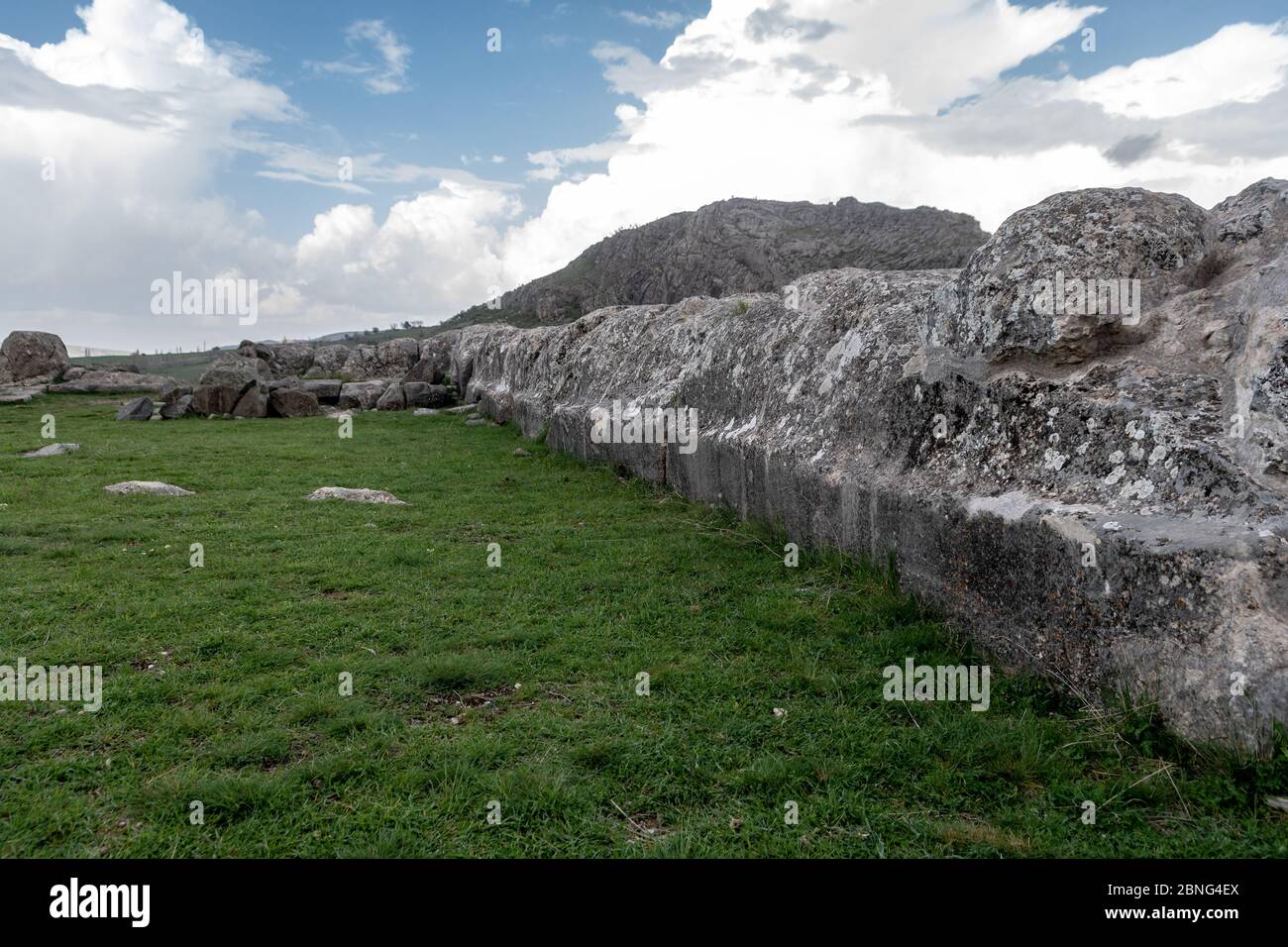 View of a Hittite ruins, an archaeological site in Hattusa, Turkey on a ...
