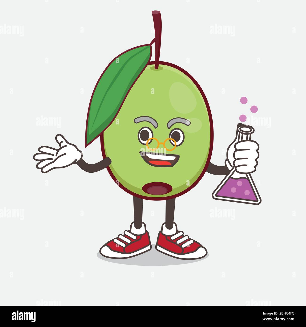 An illustration of Olive Fruit cartoon mascot professor character with ...