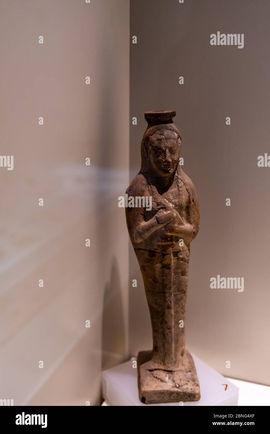 Vertical shot of Syro-Hittite terracotta figure of Hittite Goddess ...